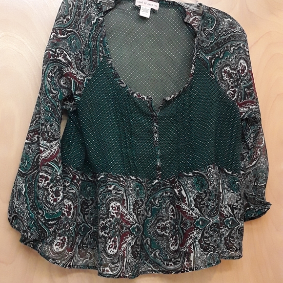 Band of Gypsies | Tops | Band Of Gypsies Dark Green Paisley Boho Mesh ...